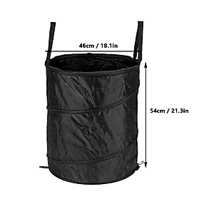Trash Can, 24 Gallon Reusable Outdoor Portable Up Trash Can Camping Trash Can, Locking Design Foldable Waterproof Garbage Can for Parties Camping Recycling (Black)