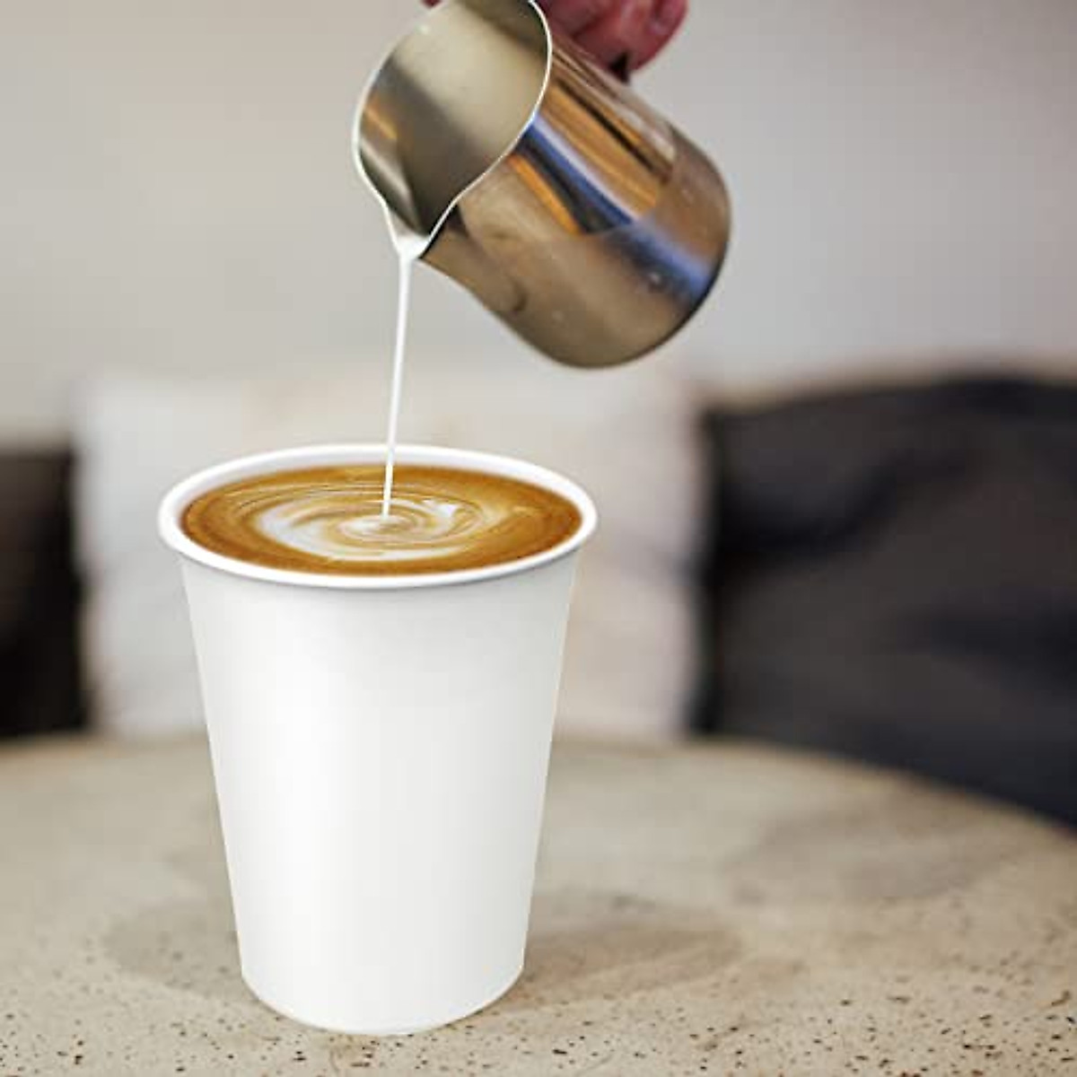 PANSUN Selected [192 Count] Coffee Cups, 12 oz Disposable Coffee Cups, Hot/Cold Beverage Drinking Cup for Party, Picnic, Travel, and Events -Thickened Paper Cups Leakage Prevention