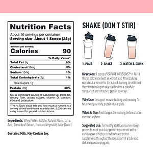 Isopure Protein Powder, Clear Whey Isolate Protein, Post Workout Recovery Drink Mix, Gluten Free with Zero Added Sugar, Infusions- Tropical Punch, 16 Servings