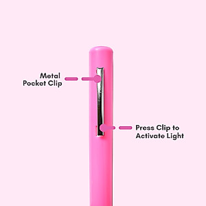 BV Medical Pink Penlights with Pupil Gauge and Pocket Clip, Pack of 6