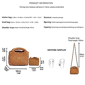 Handmade Woven Bags for Women with Coin Purse Fashion Handbag Female Shoulder Bags Foldable Chain Small Tote Crossbody Bags (Green)