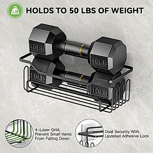 Uamector Shower Caddy Shelves Bathroom Organizer, 2 Pack Adhesive Rustproof Stainless Steel Black Shower Shelf for Inside Shower, No Drilling Wall Mount Shower Organizer Storage for Kitchen