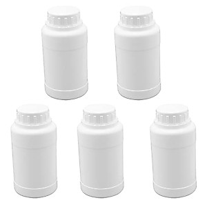 Othmro 5Pcs 8.45oz/250ml Plastic Bottles, Lab Cylindrical Chemical Reagent Bottle, Wide Mouth Laboratory Reagent Polyethylene Bottle, Sample Sealing Liquid Storage Container for Food Store White