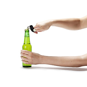 Peleg Design Beerdy, Original Bird-Shaped Bottle Opener with Magnetic Bottom, Black with Stainless Steel Beak as Metal Cap Opener and Tail Handle