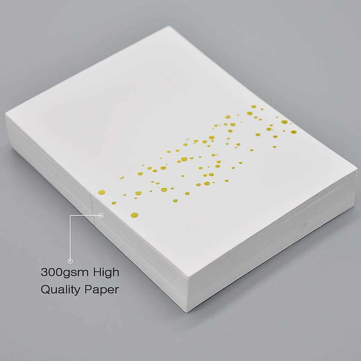 AZAZA 50 Pcs Place Cards with Gold Foil Dots - Textured Table Tent Cards Seating Place Cards for Weddings Banquets Dinner Parties 2.5" x 3.75" (Dots - Gold)