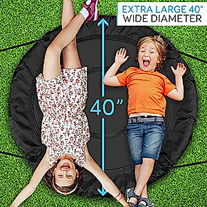 SereneLife Saucer Swing with Hang Kit, Outdoor Tree Swing with Swivel Spinner for Kids (Black)