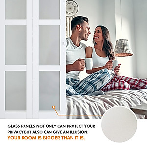 BARNER HOME Bi-Fold Doors, for 48"x 80" (Double 24" x 80" Doors) Opening, 3-lite Tempered Frosted Glass Panel, MDF, White Closet Door