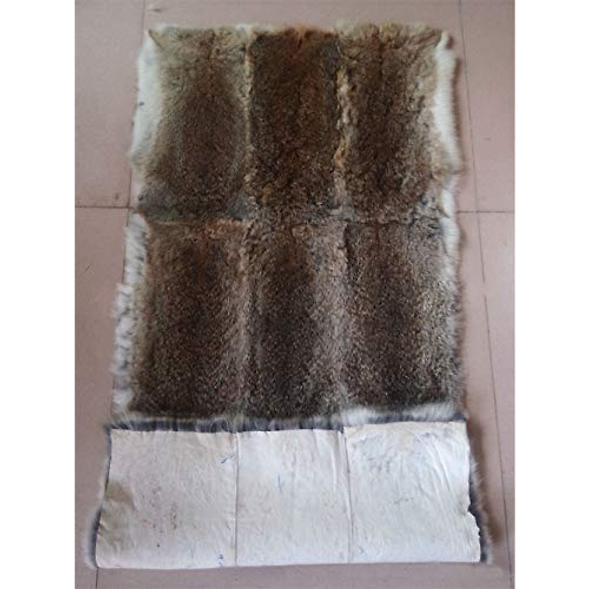 100% Natural Rabbit Fur Bed Throw Blanket,Rug,Rabbit Fur Blankets/Plates Furry Soft Warm Lush Fur Throw Home Decoration Reprocessed DIY Materials (21.65" x 43.3" Straw Yellow)