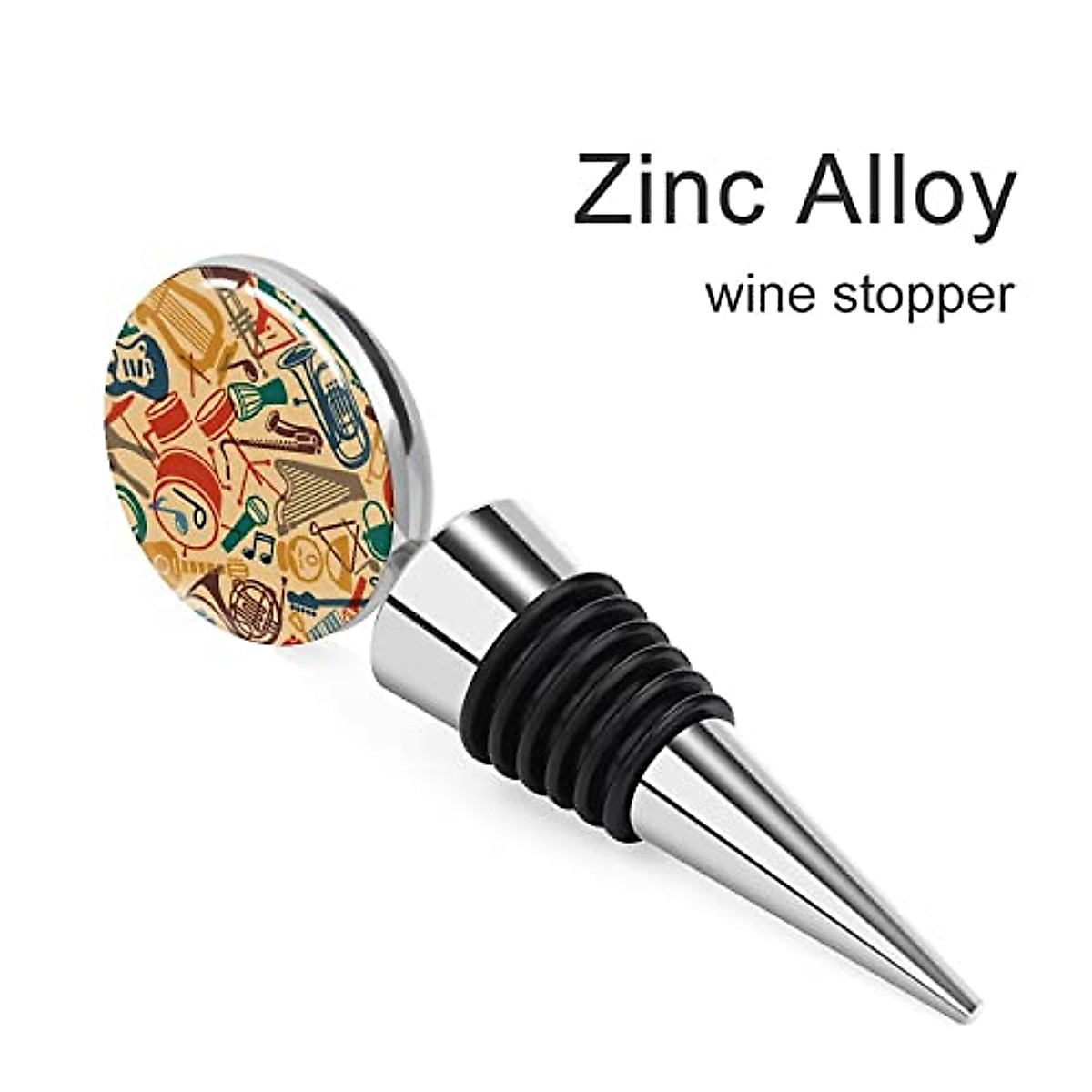 Retro Musical Instrument Wine Bottle Stoppers Reusable Plug Wine Saver Corks for Beverage Holiday Party Kitchen Decorative