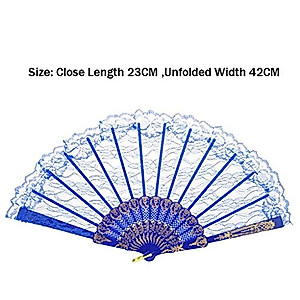 PHONME Decorative Folding Fans Chinese Style Lace Handheld Fans Folding Fan Dance Party Wedding Hand Fan Cool Bamboo Flower Handheld Fans Elegant Hand Fans Vintage Style (Color : Red)