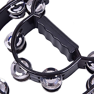 kekafu Double Row Tambourine for Adult,Musical Tambourine Metal Jingles Hand Held Percussion Tambourine Drum for Adults, Church, KTV, Party