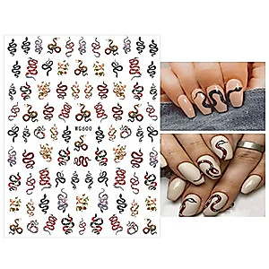 JMEOWIO 8 Sheets Halloween Goth Nail Art Stickers Decals Self-Adhesive Pegatinas Uñas Snake Horror Nail Supplies Nail Art Design Decoration Accessories