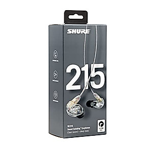 Shure SE215 PRO Wired Earbuds - Professional Sound Isolating Earphones, Clear Sound & Deep Bass, Single Dynamic MicroDriver, Secure Fit In Ear Monitor, plus Carrying Case & Fit Kit - Clear (SE215-CL)