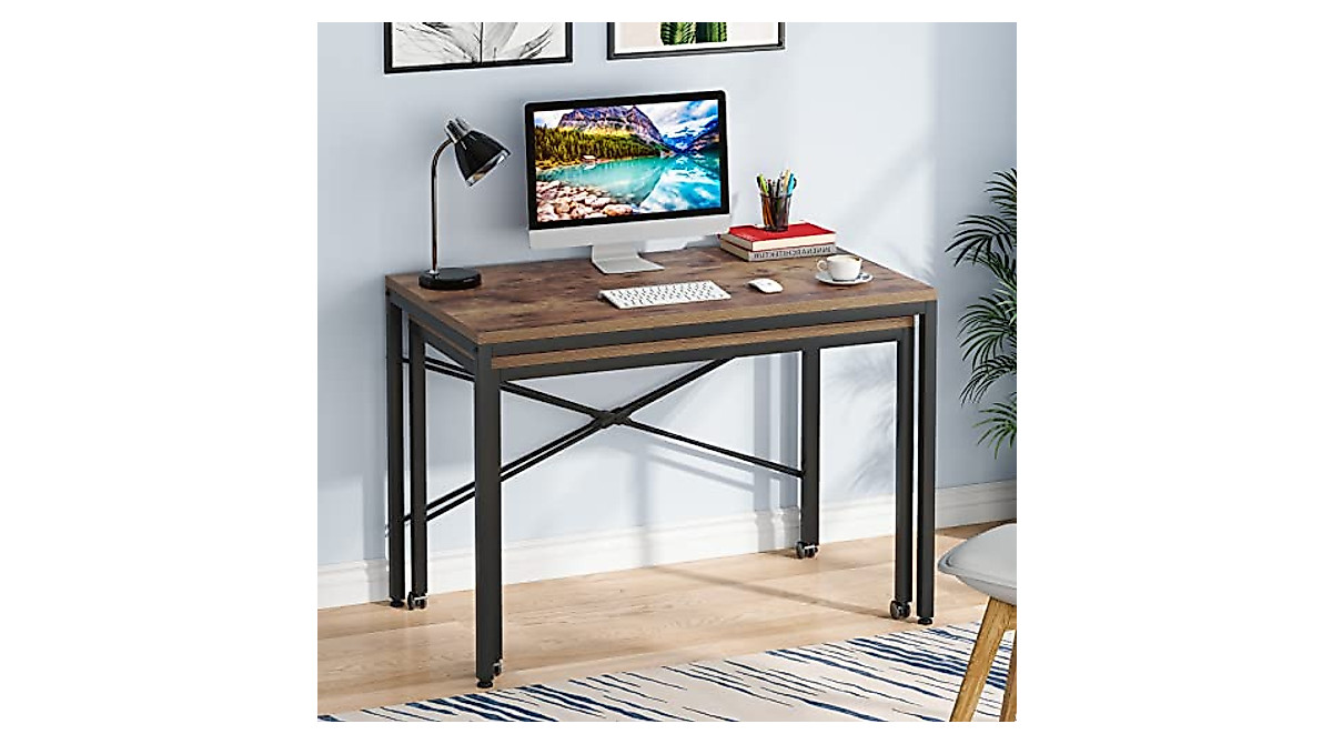 Tribesigns 39" Two Person Computer Desk for Small Spaces