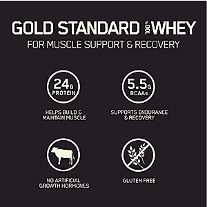 Optimum Nutrition Gold Standard 100% Whey Protein Powder, Vanilla Ice Cream, 2 Pound (Packaging May Vary)