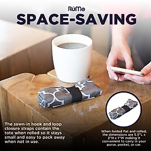 RuMe Medium Foldable Reusable Grocery Shopping Bag Tote | Classic Medium Tote Bag | Holds 50lbs | Folds into Pouch | 1 Pack