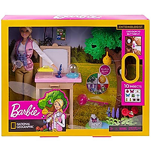 Barbie Entomologist Doll and Playset, Blonde, with 20+ Accessories Inspired by National Geographic