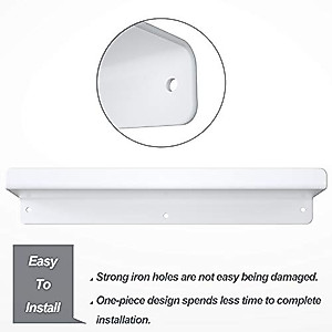 SRIWATANA White Metal Wall Shelves, Floating Shelves Wall Mounted Set of 3 for Bedroom, Living Room, Bathroom, Kitchen, Matte White