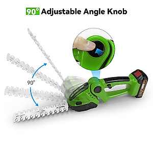 Hedge Trimmer Cordless, TOOVEM 2 in 1 Handheld Cordless Grass Shear with 2 Pcs Rechargeable Batterys and Charger, 24V Electric Weed Grass Cutter Shrubbery Trimmer for Garden, Lawn (Green)