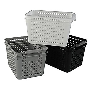 Utiao Plastic Basket Organizer, 6 Packs (Black, Grey,White)