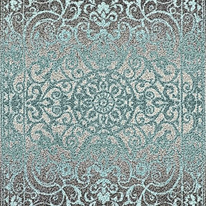 Maples Rugs Pelham Vintage Kitchen Rugs Non Skid Washable Accent Area Carpet [Made in USA], 1'8 x 2'10, Grey/Blue