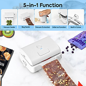 Mini Bag Sealer, Mini Heated Sealer, Portable Bag Sealer, Multifunctional Snack Sealer for Potato Chip & Vacuum Bags (White)