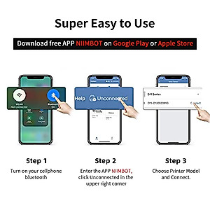 yugyet Mini Lable Maker Bluetooth Thermal Printer Portable with One Label Sticker Roll USB Rechargeable White