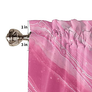 Valances for Windows, Marble Texture Abstract Black and White Gold Glitter Splatter Kitchen Curtains, Bathroom Curtains Window 54"x18" Rods Pocket Short Curtains, Kitchen Small Window Curtains