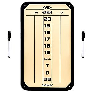 GoSports Dry Erase Steel Darts Scoreboard - Cricket and 01 Dart Games with 2 Magnetic Markers