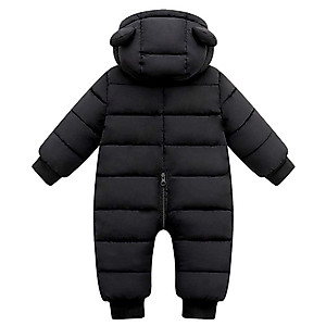 Ohrwurm Hooded Puffer Jumpsuit for Baby Boys Girls Long Sleeve Winter Romper Warm Snowsuit Coat Down Jacket 0-6 Months Black