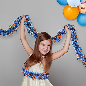 LOLStar Blue Dog Birthday Decorations 26 ft Orange Blue and Light Blue Dog Paw Foil Tinsel Garland,Blue Dog Birthday Party Supplies,Perfect Hanging Photo Booth Prop for Blue Dog Themed Decor