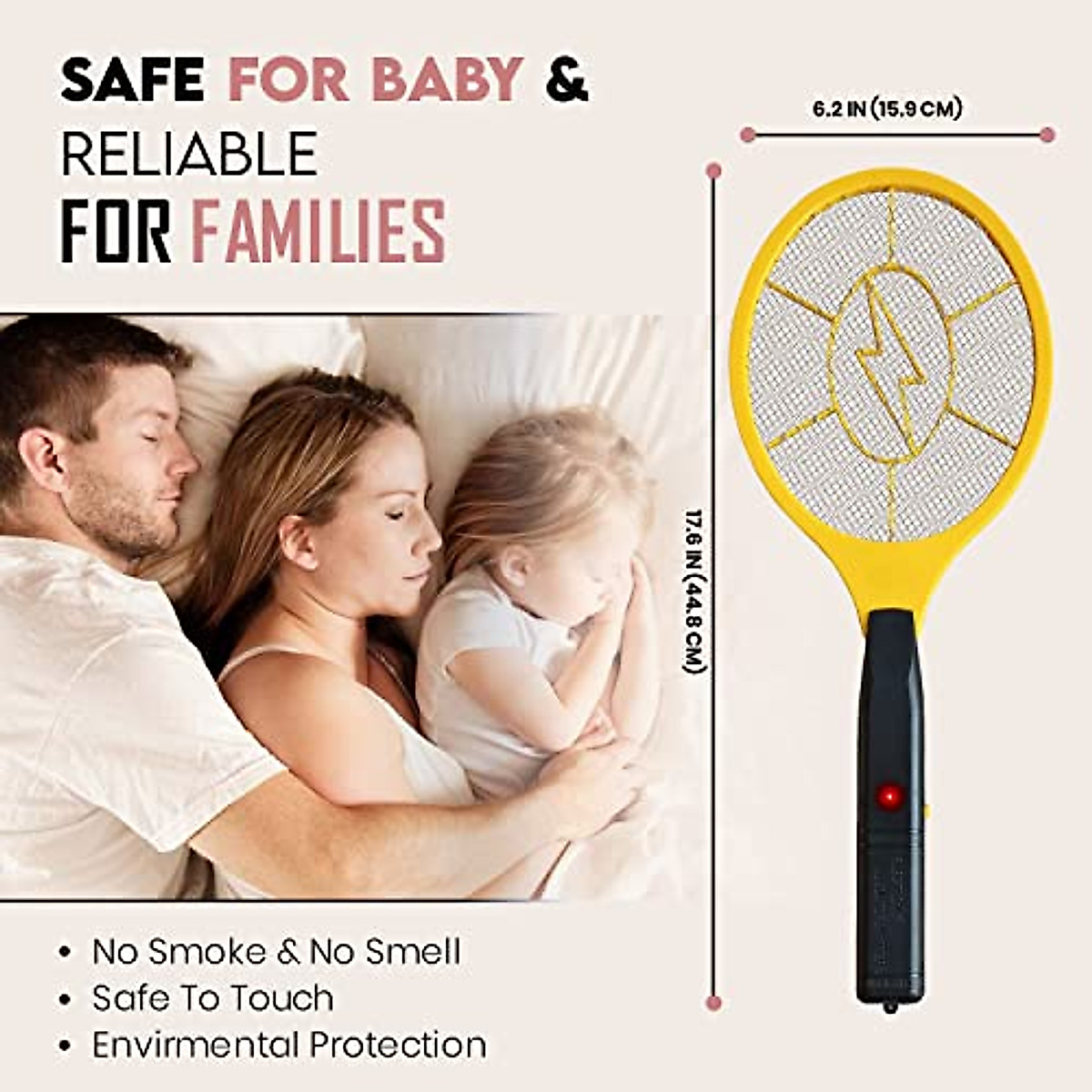 DEVOGUE® Electric Fly Swatter Bug Zapper Battery Operated Flies Killer ...