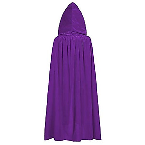 ALIZIWAY Kids Hooded Velvet Cloak Purple Cape for Halloween Christmas Cosplay Costumes 8-16 Years 109PL