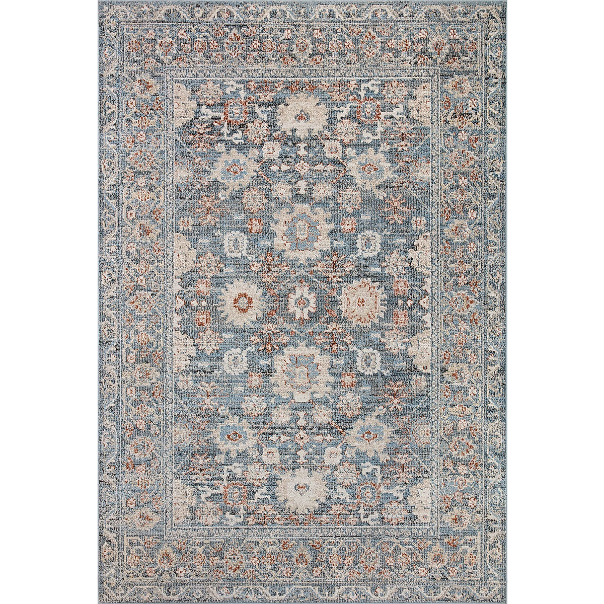 Loloi II Odette Collection ODT-07 Sky/Rust 6'-7" x 9'-6" Area Rug