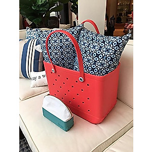 BOGG BAG Original X Large Waterproof Washable Tip Proof Durable Lightweight Cute Open Tote Bag for the Beach Boat Pool Sports 19x15x9.5 - Durable Rubber Bags For Women - Patented Design