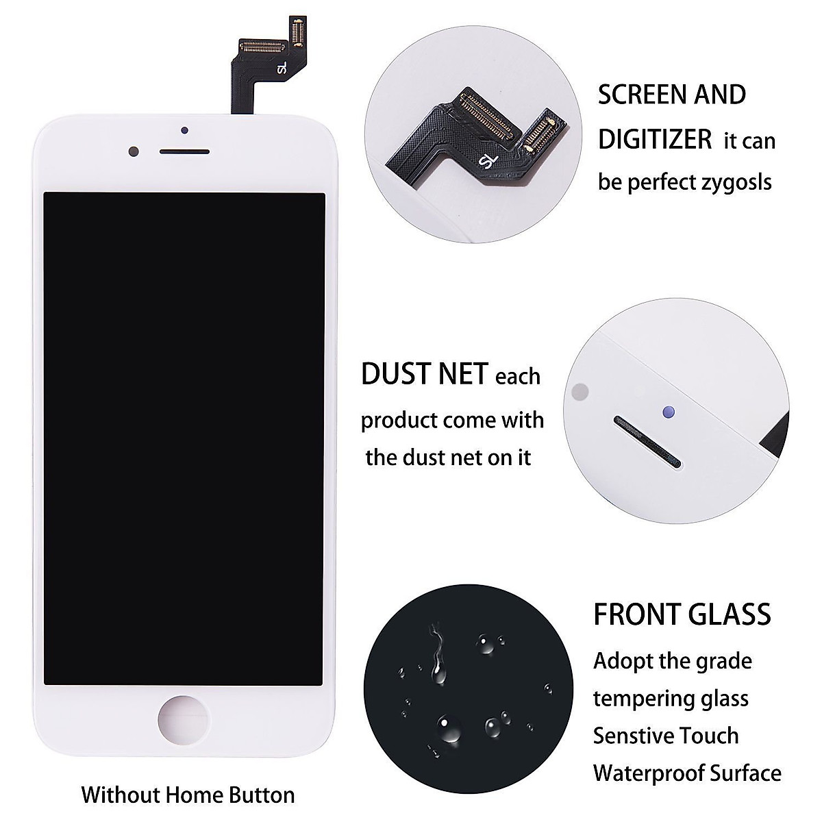 White Replacement LCD Screen Compatible with iPhone 6S Plus 5.5 Inch Display Digitizer Assembly Full Complete Front Glass with Repair Tools