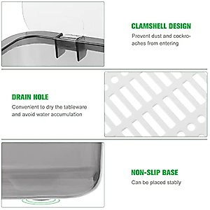DOITOOL Drawer Organizer With Lid And Drainer Chopsticks Drain Storage Box Flatware Tray with Lid Chopsticks Storage Holder for Chopsticks Fork Flatware Tableware Dust- proof Dinnerware Holder