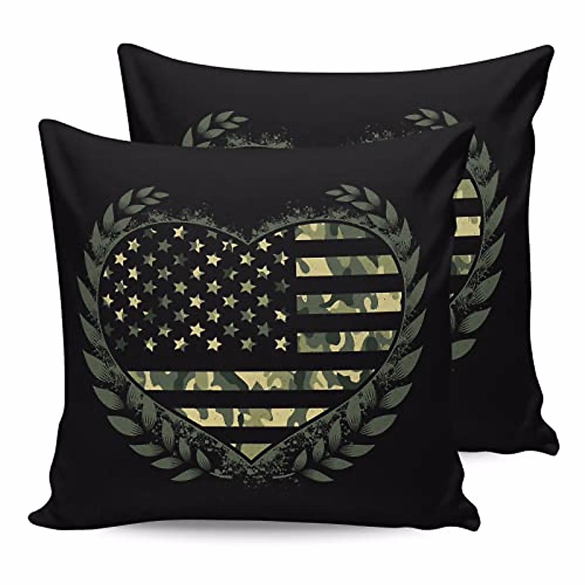 Funnywall88 Waterproof Throw Pillow Covers Set of 2 Camo Couch Pillow Cases Outdoor Sofa Cushion Cover Home Decor for Bed Living Room, 16" x 16"