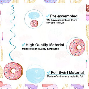 20Pcs Ice Cream Two Sweet 2nd Birthday Party Supplies, Ice Cream and Donut Party Hanging Swirl Decorations, Summer Ice Cream Party Hanging Streamer for Ice Cream Baby Second Birthday Donut Theme Party