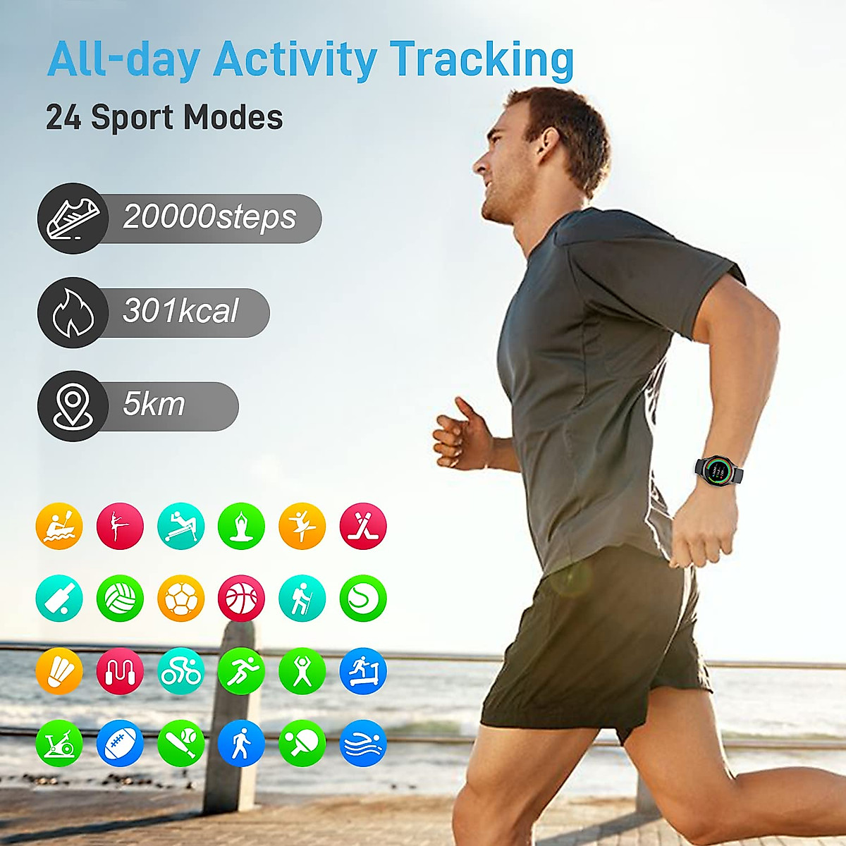 Smart Watch for Men Women Fitness: (Make/Answer Call) Bluetooth Smartwatch for Android iOS Phone Waterproof Sport Running Digital Watches Blood Pressure Heart Rate Monitor Sleep Tracker Step Counter