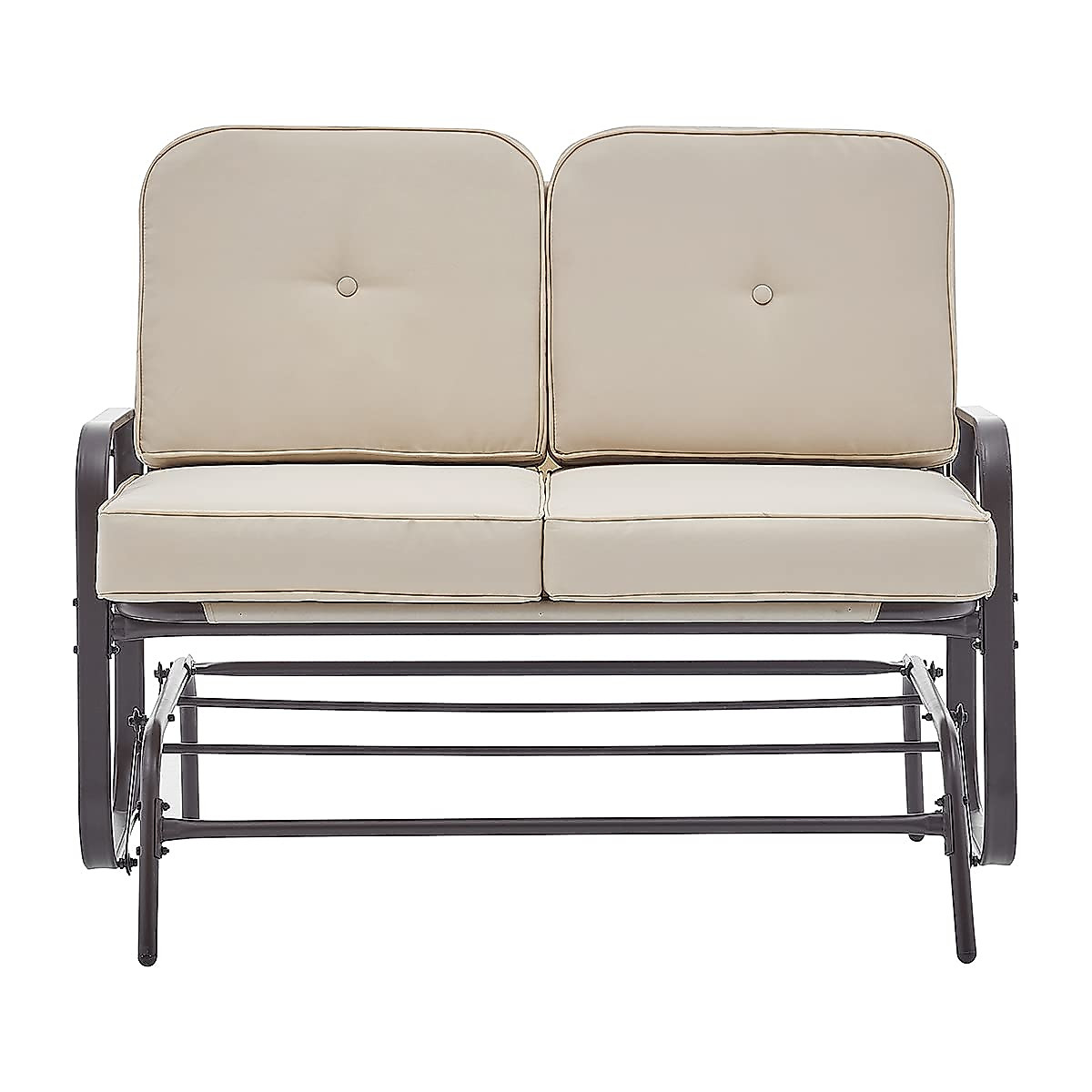 Barton 2-Person Rocking Love Seats Glider Swing Bench/Rocker for Patio, Yard with Soft Cushion, Beige