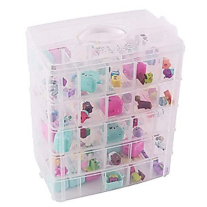LifeSmart USA Stackable Storage Container Clear 50 Adjustable Compartments Compatible with Lego Dimensions LOL Surprise Littlest Pet Shop Arts and Crafts and More (5 Tier)