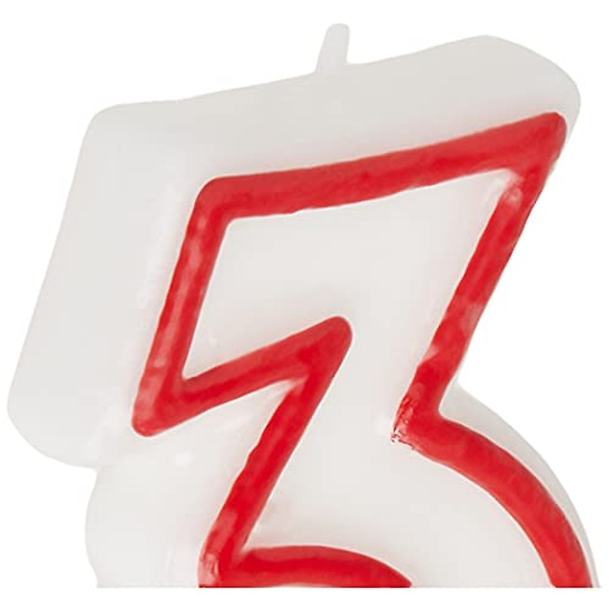 Number "3" White & Red Deluxe Birthday Candle - 2.75" (1 Pc.) - Perfect Finishing Touch for Memorable Celebration