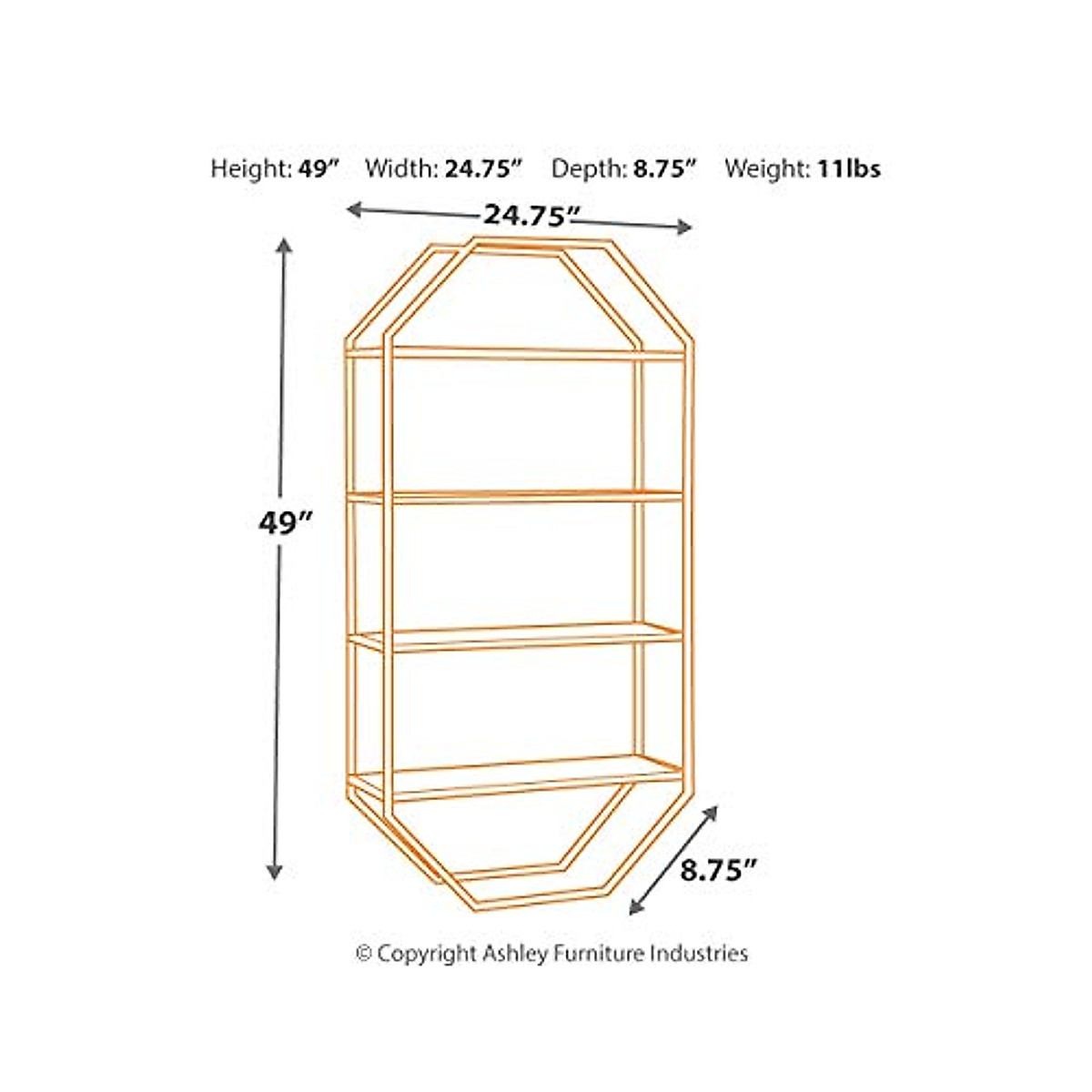 Signature Design by Ashley Elea Urban 48" Multi Purpose Minimalist Wall Shelf, Black & Natural