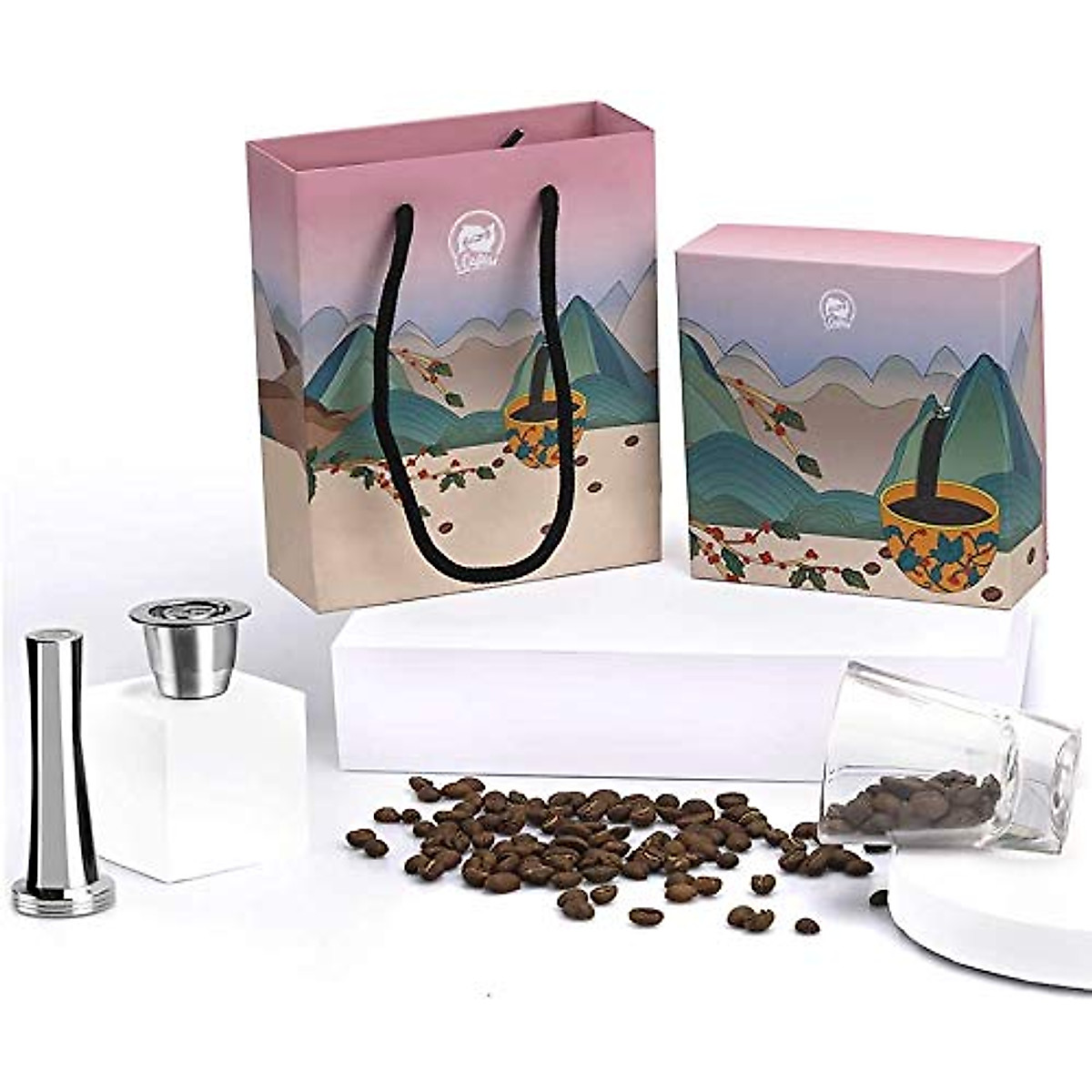 Refillable Coffee Capsule made of Stainless Steel for Refilling - Reusable Refill Capsules for Nespresso Machines Espresso Capsule with Tamper (Gift Set (1 Pod,1 Tamper)