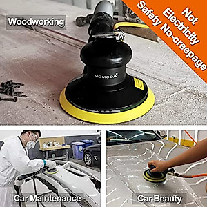 MOMODA Professional Air Random Orbital Sander, 6 inch Dual Action Pneumatic Sander Suitable for Heavy Duty and Connect to Vacuum Cleaner