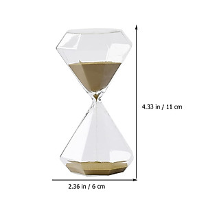 DOITOOL Desk Topper Diamond Shape Glass Hourglass Sandglass Timer 5 Minutes Romantic Hourglass Sand Timer Home Desk Decor Kithchen Cooking Countdown Use Golden Kid Gifts