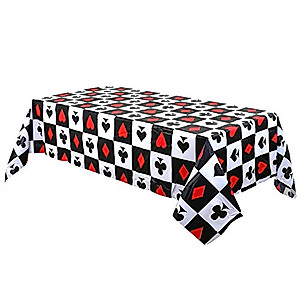 Casino Poker Game Themed Birthday Party Decorations -Plastic Table Cover for Arts & Crafts, Poker Patrol Party Supplies for Las Vegas Theme Casino Party 2 Pack