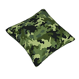 AdaNti Camo Green Print Throw Pillow Cover Square Soft Cushion Cover Throw Pillow Case for Home Decor Living Room Bed Couch Car 12"x12"