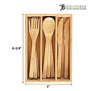 Totally Bamboo 12-Piece Reusable Bamboo Flatware Set with Portable Storage Case, Dishwasher Safe
